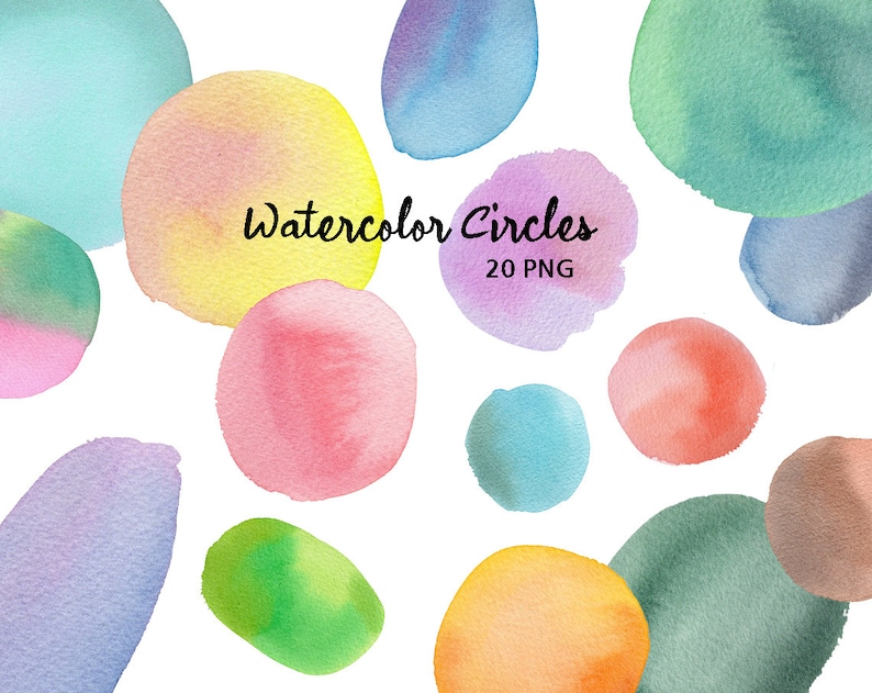 Watercolor Pastel Clipartrainbow Clipartcircle Brush Stroke | Etsy