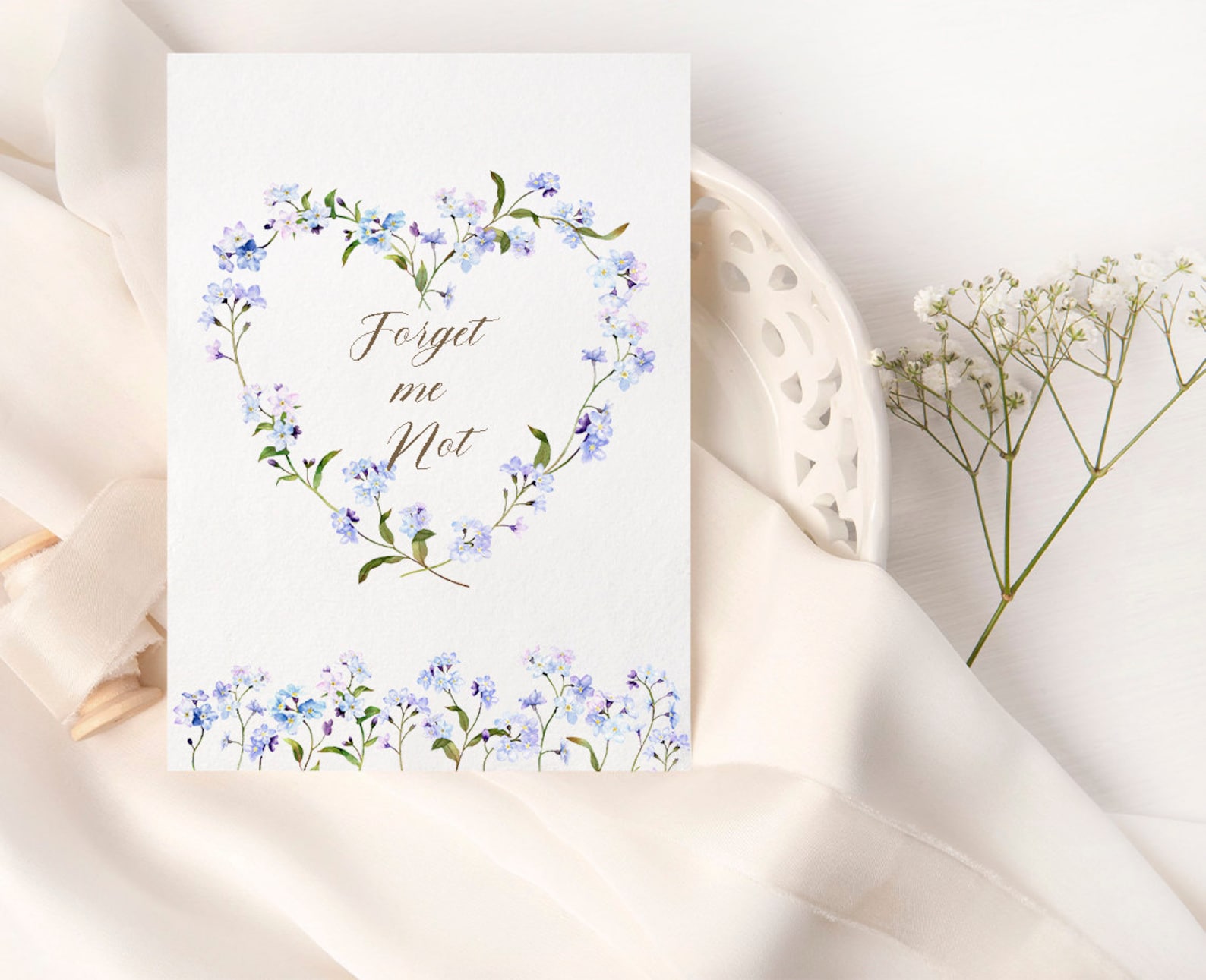 Watercolor Forget Me Not Clipart,blue Flowers Frames,floral Wreaths ...