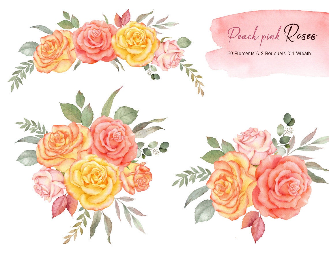 Watercolor Flower Clipartrose Floral Framefloral - Etsy