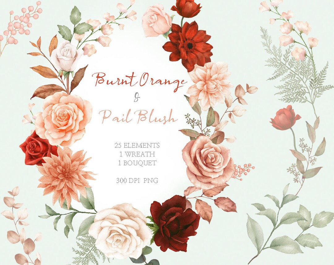 Watercolor Boho Floral Clipart,bohemian Rustic Bouquet,wedding ...