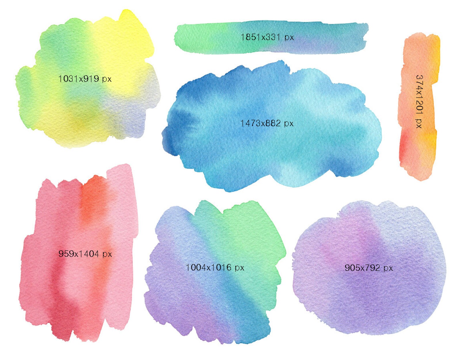 Watercolor Clipartpastel Rainbowbrush Strokesplashes and - Etsy