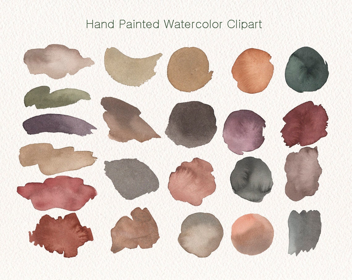 Watercolor Boho Clipart,brush Stroke,hand Painted,background Clipart ...