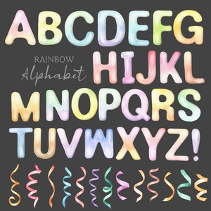 Watercolor Rainbow Alphabet Clipart,uppercase,capital Letters,original ...