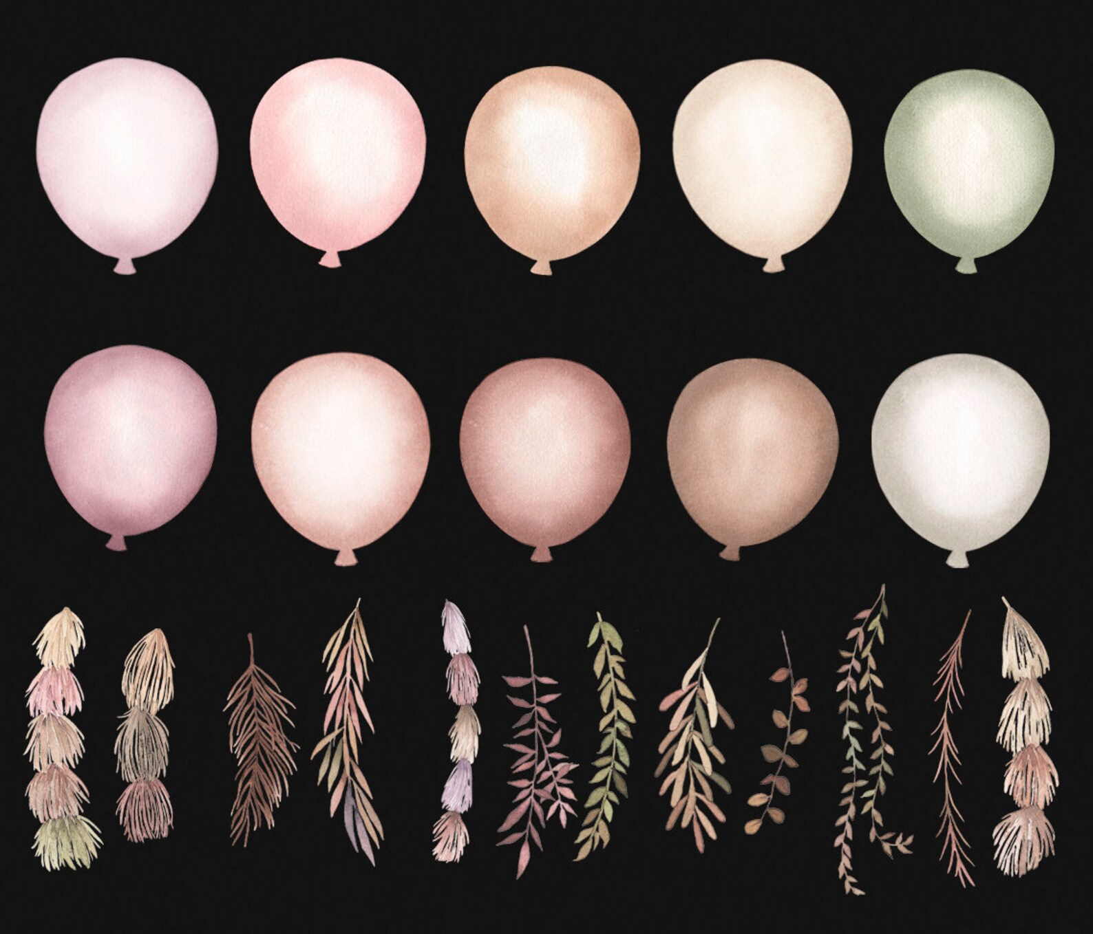 Watercolor Boho Balloons Clipartbaby Showerhand - Etsy