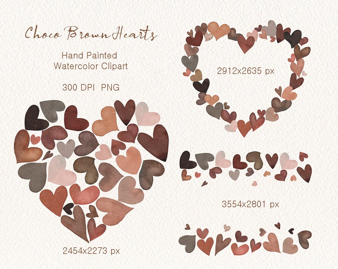 Watercolor Boho Hearts Clipartbaby Showerwedding Decorhand - Etsy