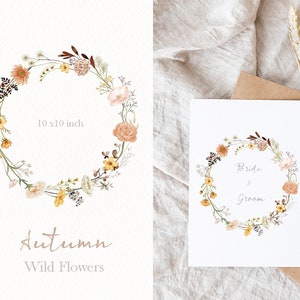Watercolor Wildflower Floral Clipart,autumn Flower Frame,botanical ...