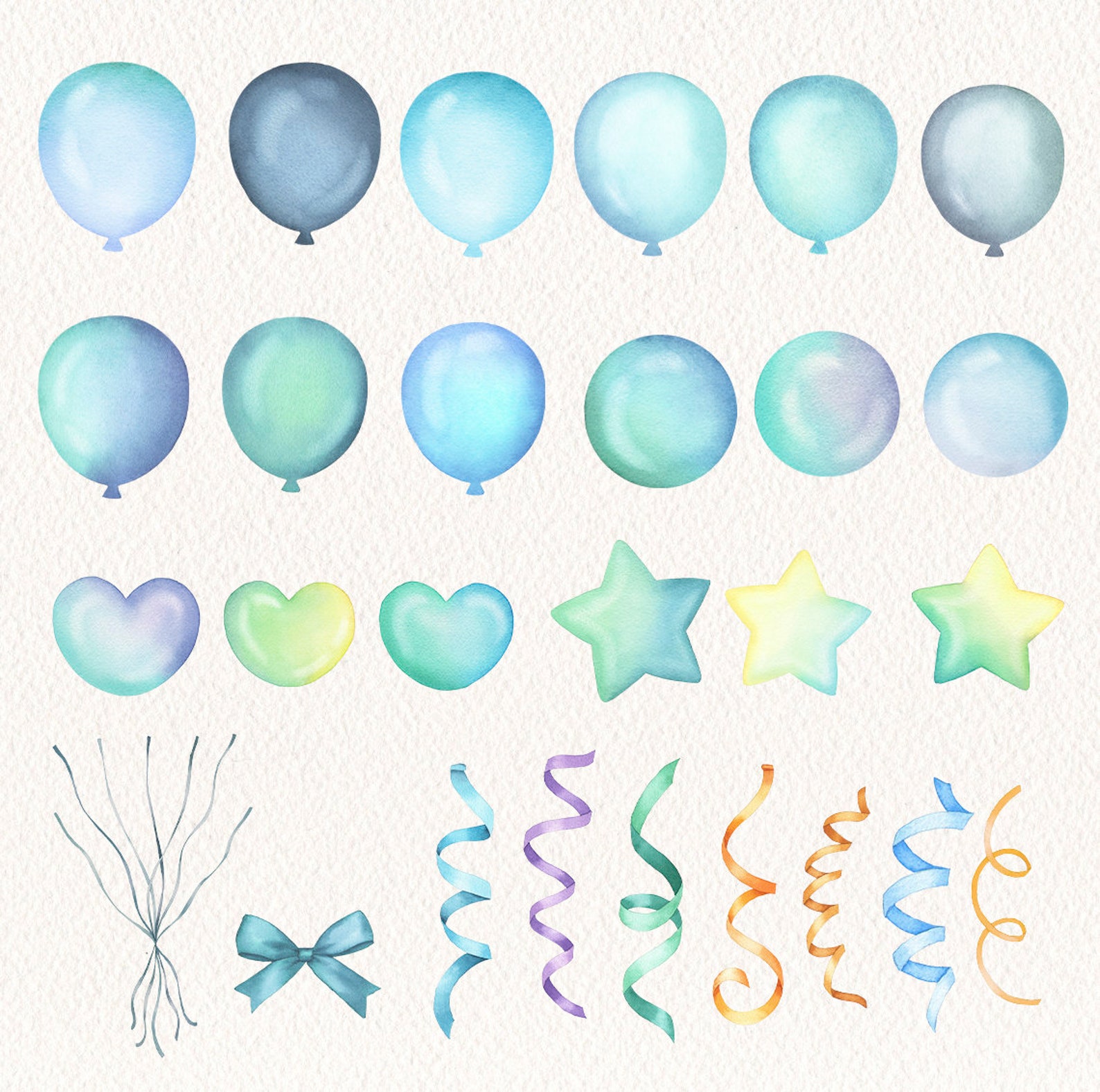 Watercolor Balloons Party Clipart,baby Shower,blue Balloons Decor ...