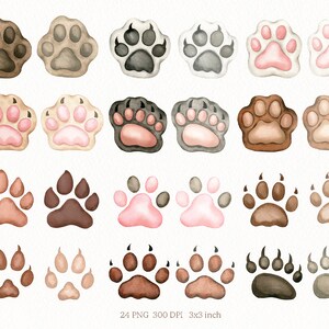 Watercolor Paw Print Clipart,cat Paw Print,dog Paw Print,original Hand ...