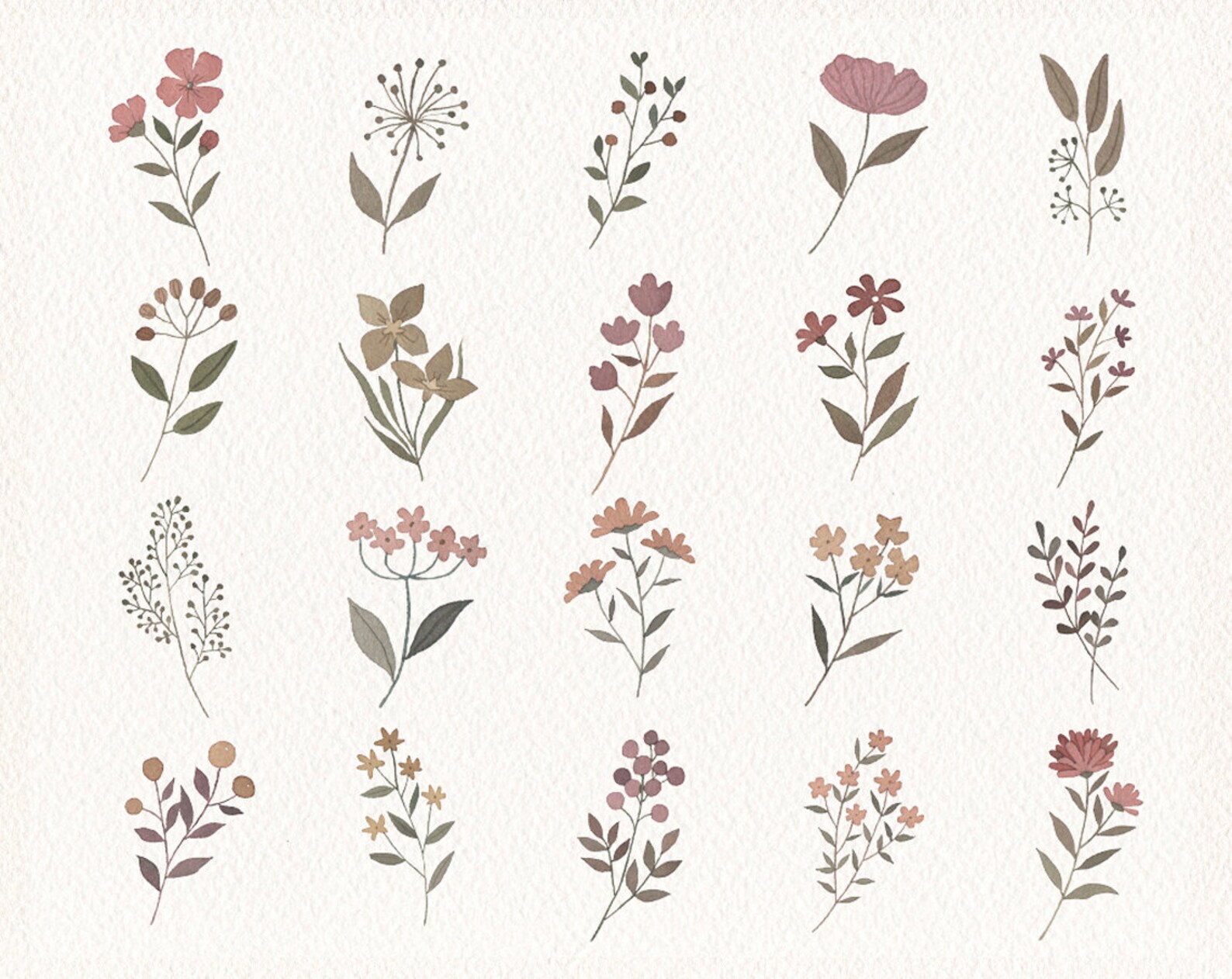 Watercolor Boho Floral Clipartwild Flower Wreath and - Etsy