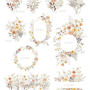 Watercolor Autumn Floral Wildflower Clipart,boho Flower Frame,botanical ...
