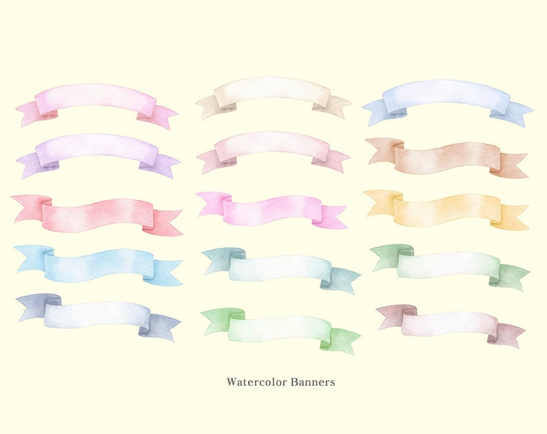Watercolor Ribbon Banner Clipartrainbow Ribbons Pngfree - Etsy
