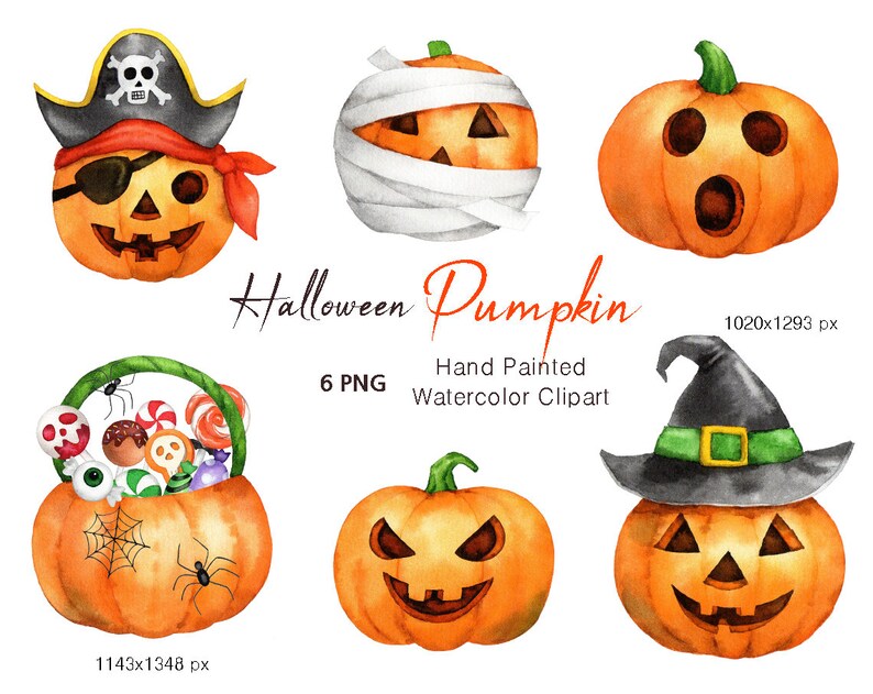 Halloween Clipartwatercolor Pumpkinhalloween Decorhalloween - Etsy