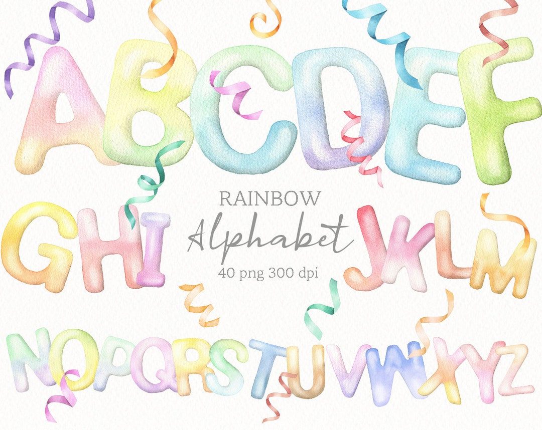 Watercolor Rainbow Alphabet Clipart,uppercase,capital Letters,original ...