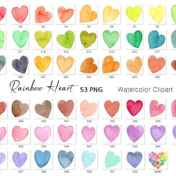 Watercolor Hearts - Etsy