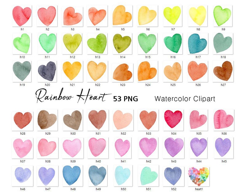 Watercolor Hearts Clipartbaby Showerwedding Decorhand - Etsy