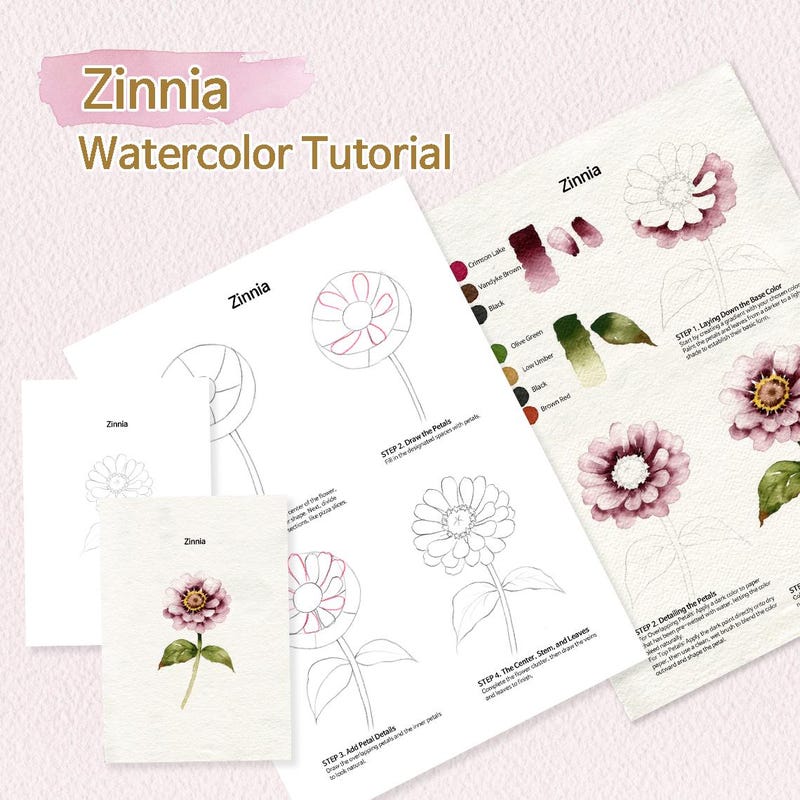 Original Zinnia Painting - Etsy