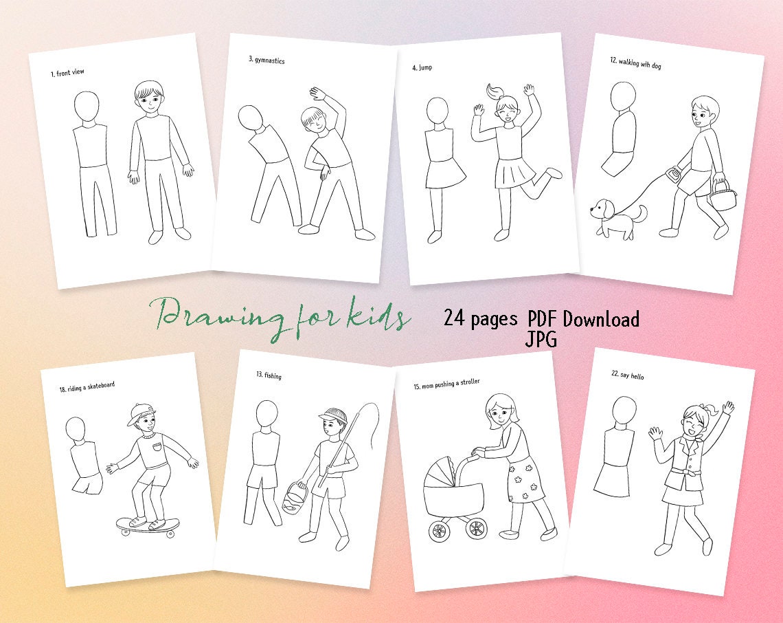 How to Draw Croquis for Kids Step by Step Various Movements - Etsy Canada