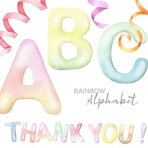 Watercolor Rainbow Alphabet Clipart,uppercase,capital Letters,original ...