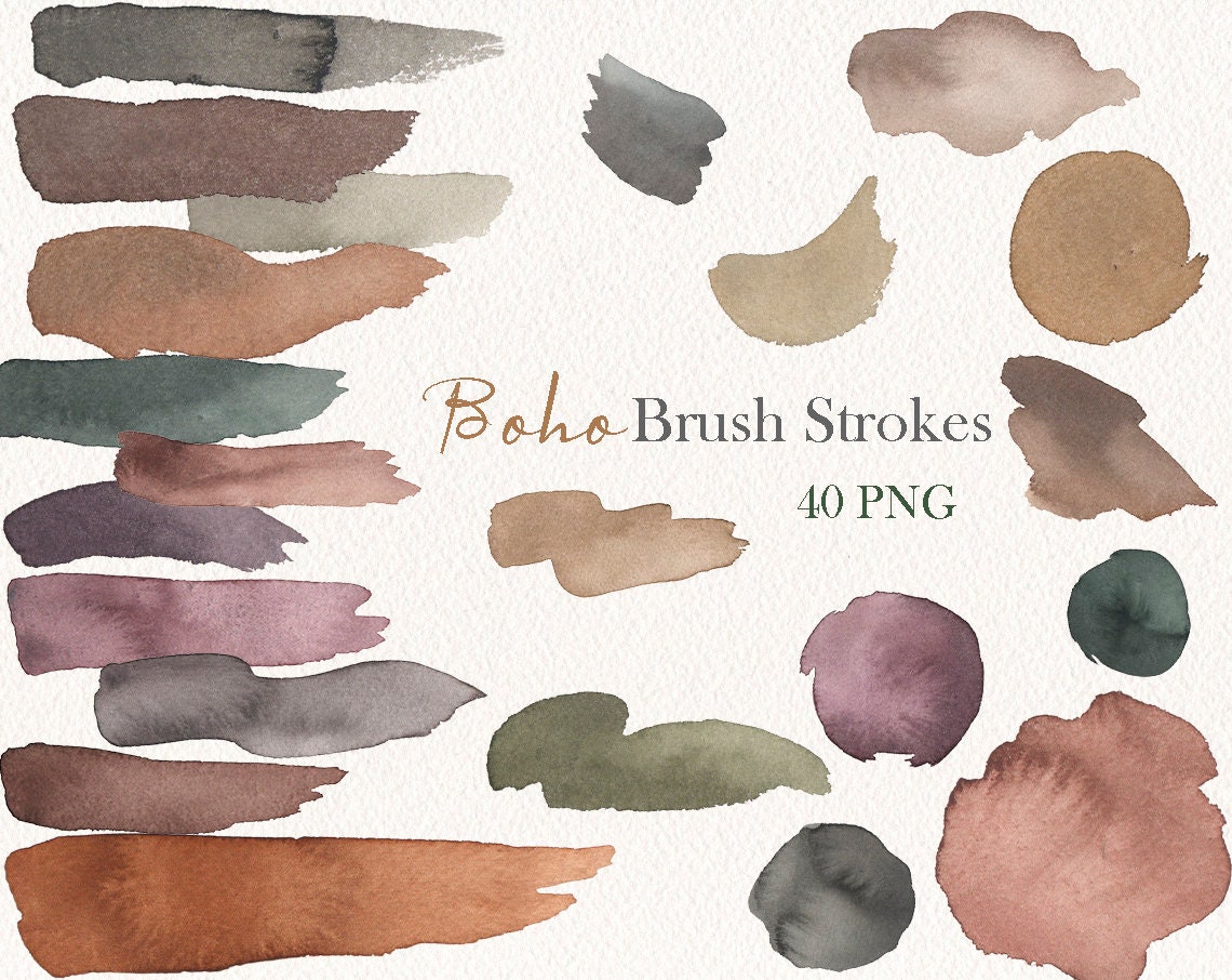 Watercolor Boho Clipart,brush Stroke,hand Painted,background Clipart ...