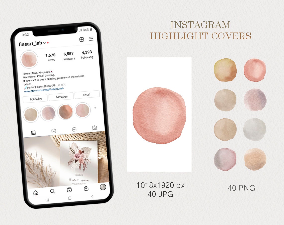 Instagram Story Highlight Iconswatercolor Circle | Etsy