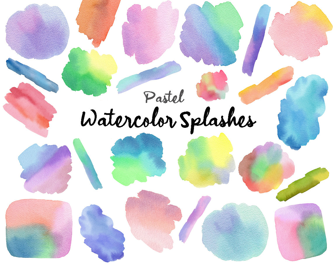 Watercolor Clipartpastel Rainbowbrush Strokesplashes and - Etsy