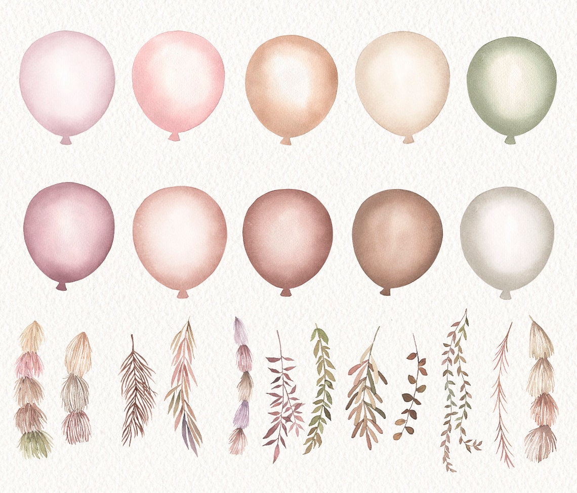 Watercolor Boho Balloons Clipartbaby Showerhand - Etsy