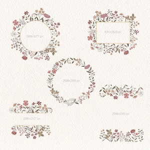 Watercolor Boho Floral Clipart,wild Flower Wreath and Frames,bohemian ...