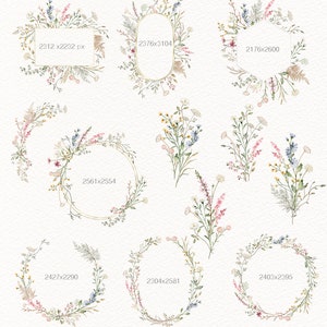 Wildflower Watercolor Floral Clipart,autumn Boho Flower Frame,garden ...