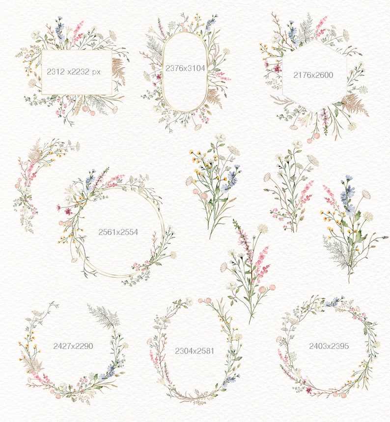 Wildflower Watercolor Floral Clipartautumn Boho Flower - Etsy