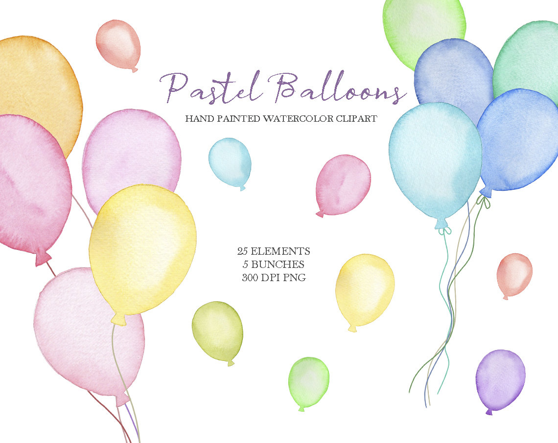 Watercolor Pastel Balloons Clipartbaby Showerhand - Etsy