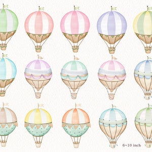 Watercolor Hot Air Balloon Clipart,lace,nursery Wall Decor Png,original ...