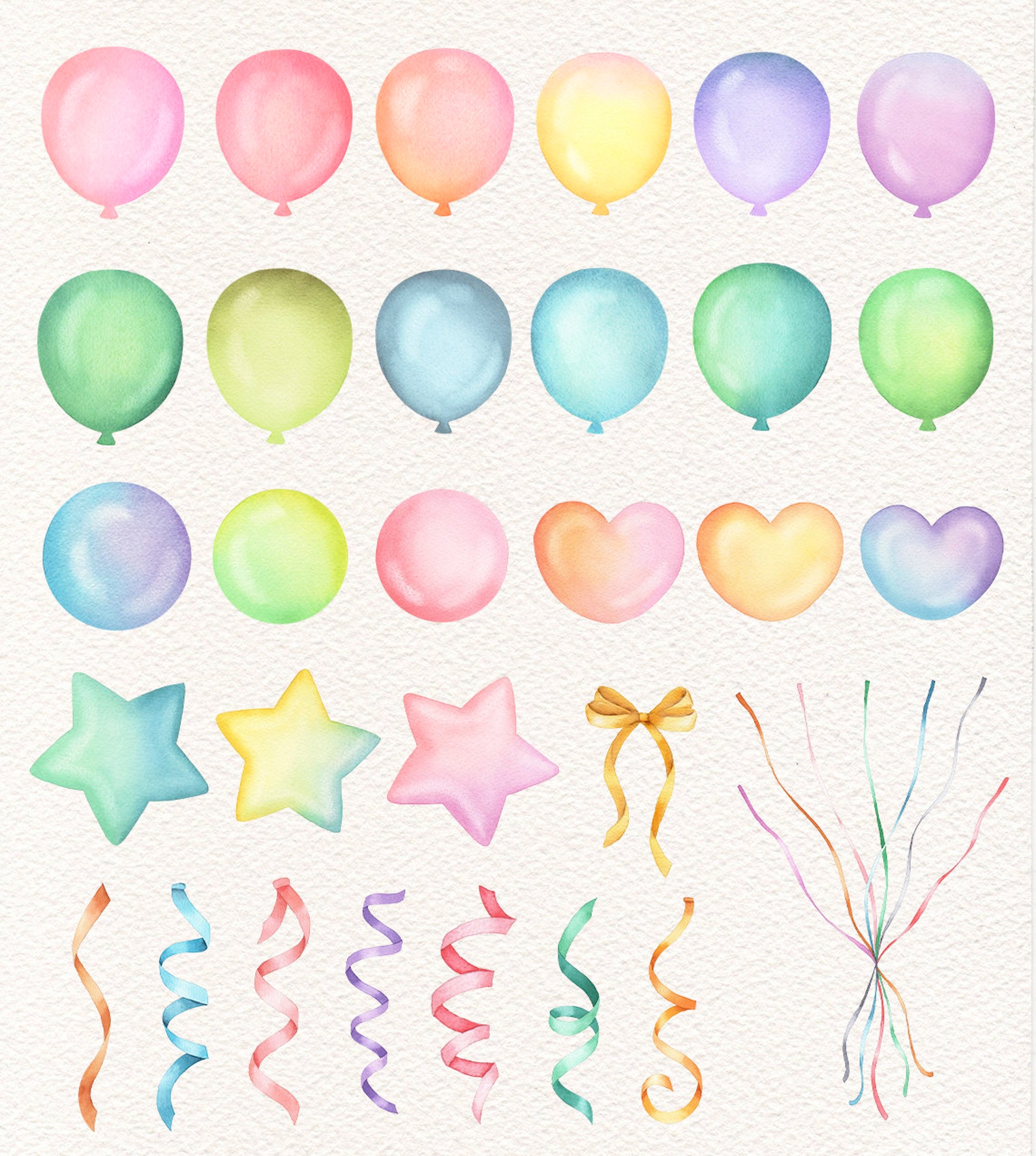 Watercolor Pastel Rainbow Balloons Clipartbaby Showerhand - Etsy