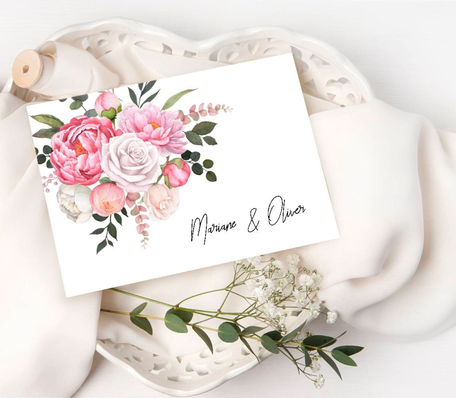 Watercolor Flower Clipart,pink Peony Bouquet,roses Frame,wedding ...