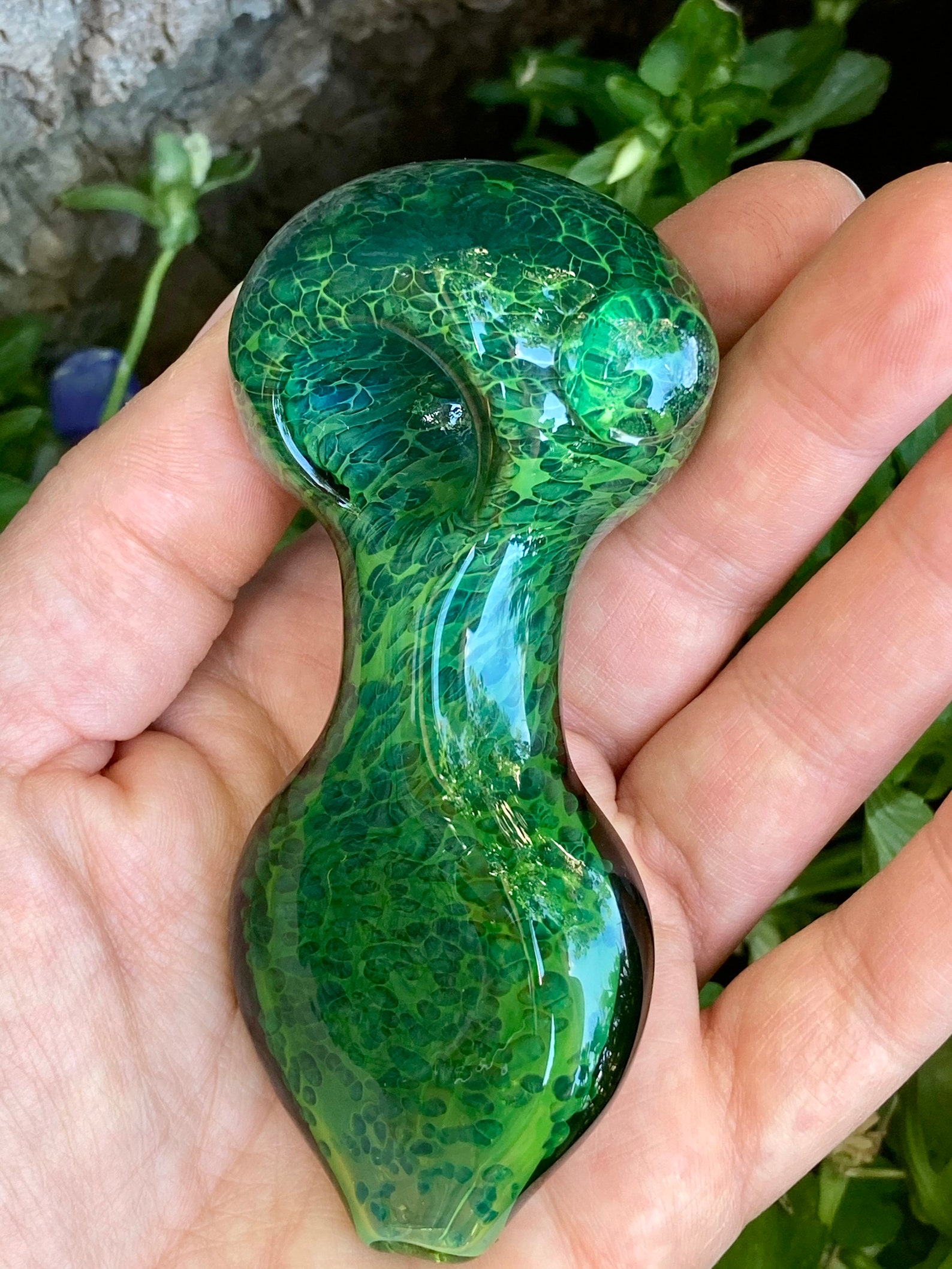 Fancy Green Glass Smoking Pipe Flat Mouth Glass Smoking | Etsy