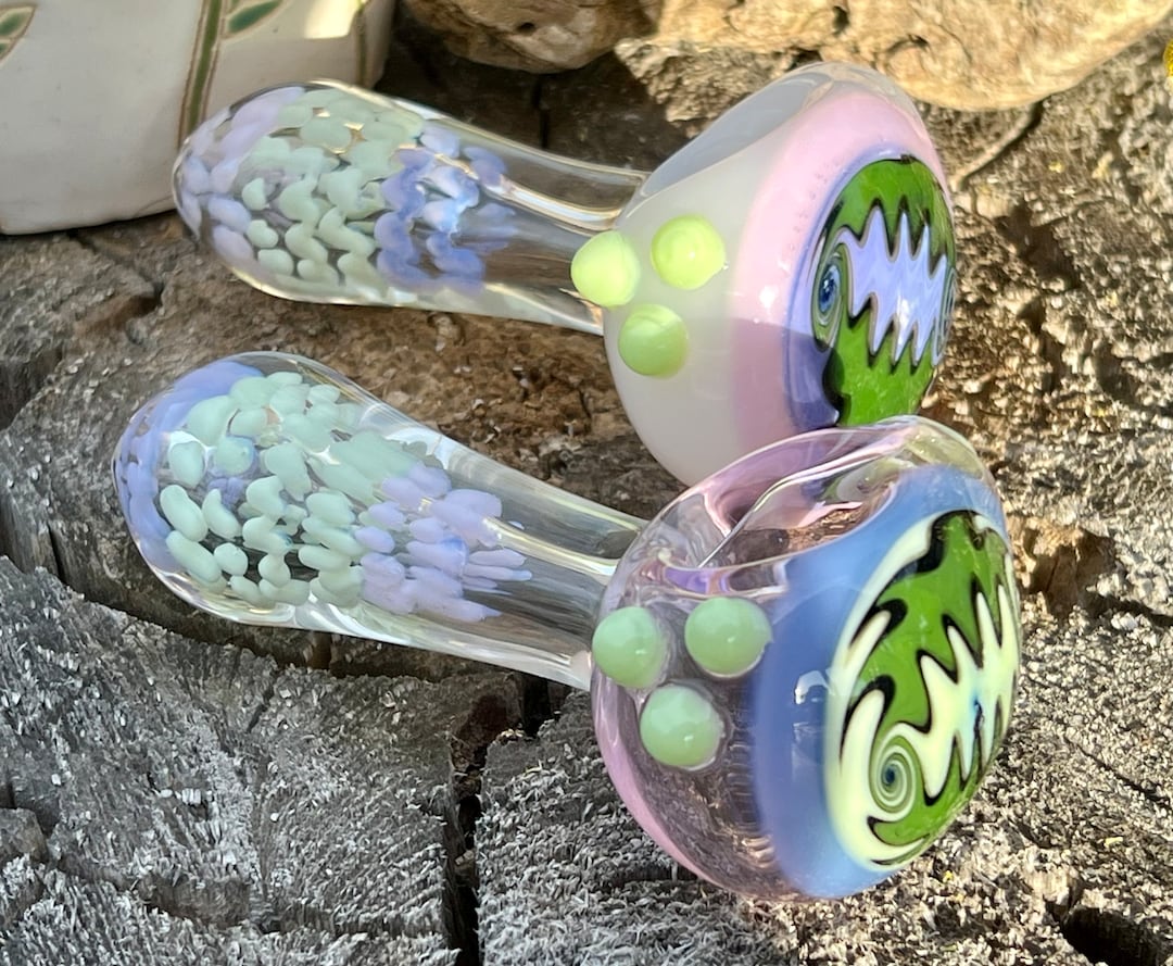 Psychedelic Slime Colored Glass Pipe, Colorful Glass Pipe, Large Glass ...