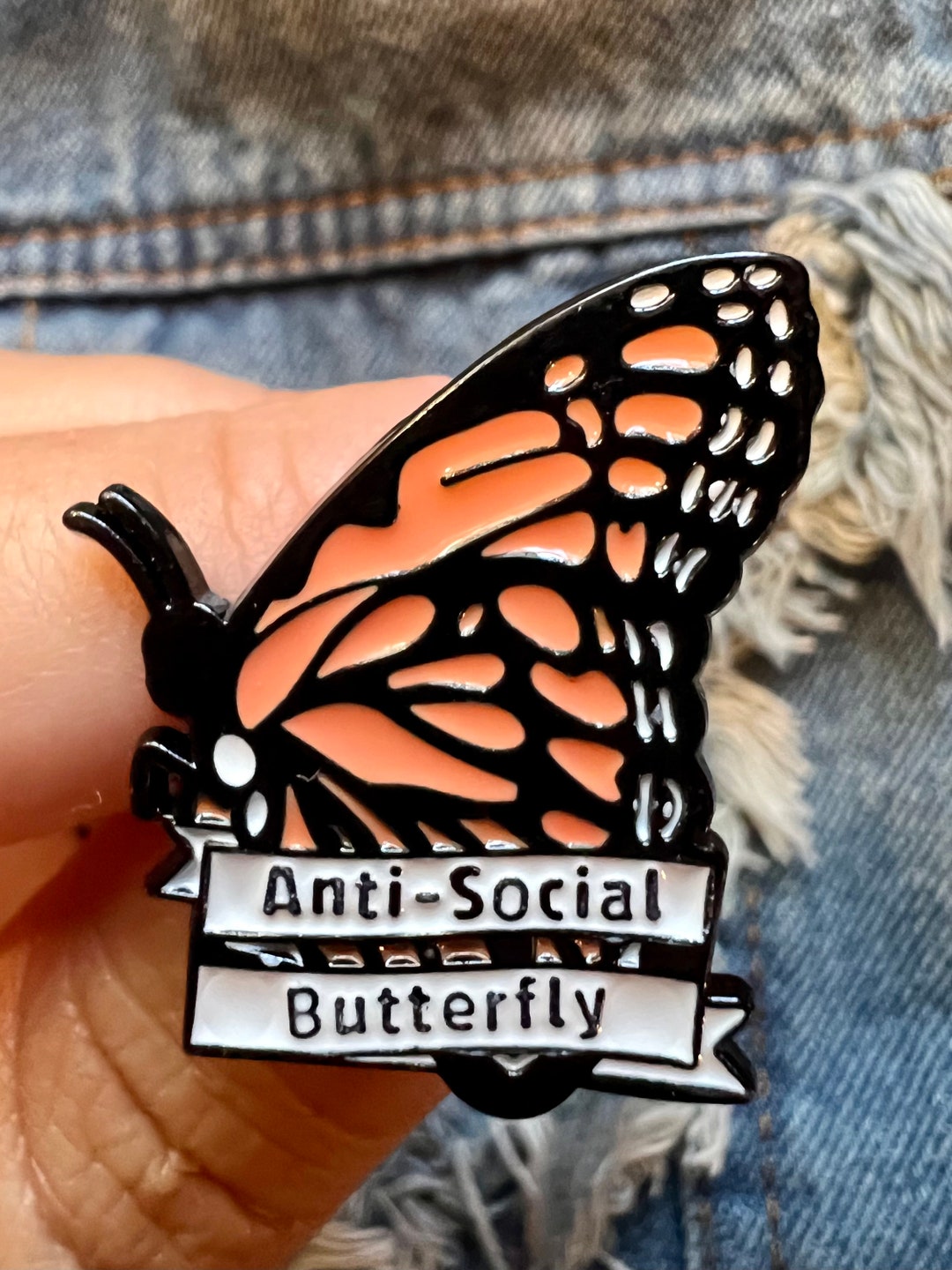 Butterfly Enamel Pin, Anti Social Pin, Enamel Pins, Brooch, Butterfly ...