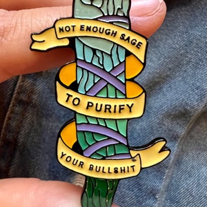 Cute Humorous Enamel Pin, Burning Sage, Smudging, Funny Enamel Pin ...