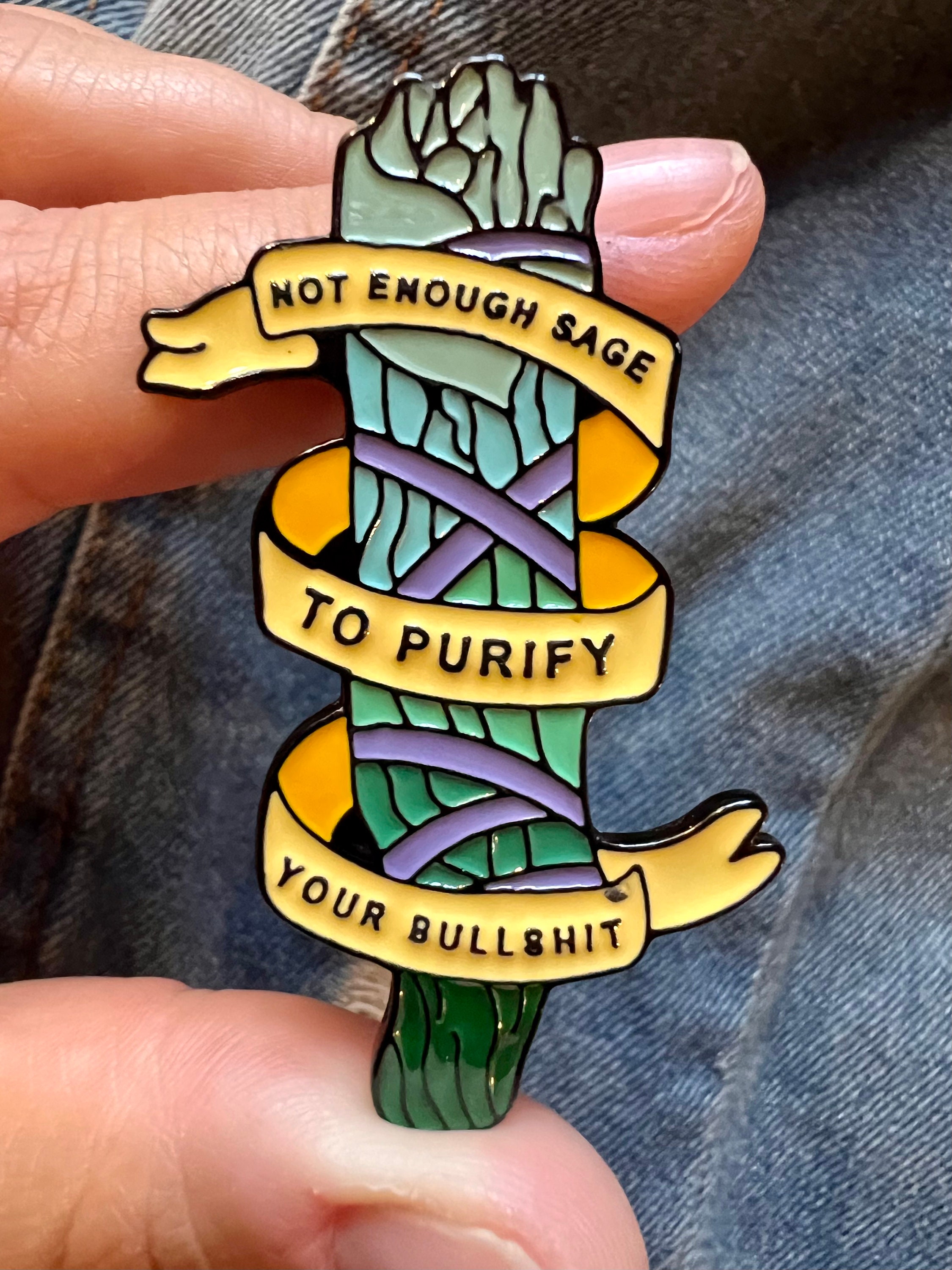 Cute Humorous Enamel Pin, Burning Sage, Smudging, Funny Enamel Pin ...