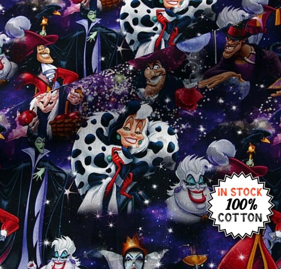 Craft Supplies & Tools Jewelry & Beauty 1 yard Disney Villains Fabric ...