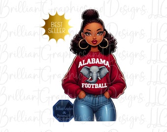 Alabama Fan Girl PNG. Cute African American Girl. Bonus File Included ...