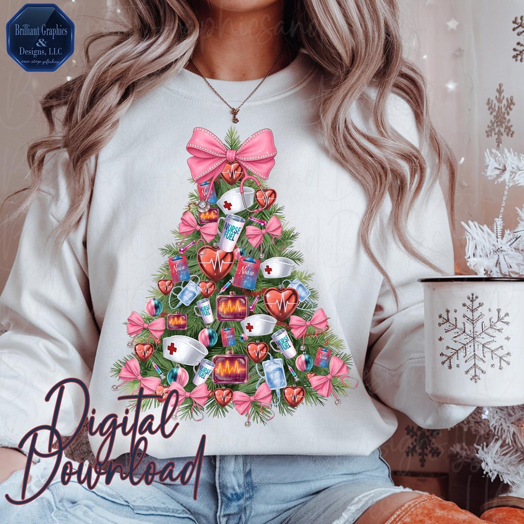 Nurse Christmas Tree Digital Art | Airbrushed Holiday Print | PNG ...