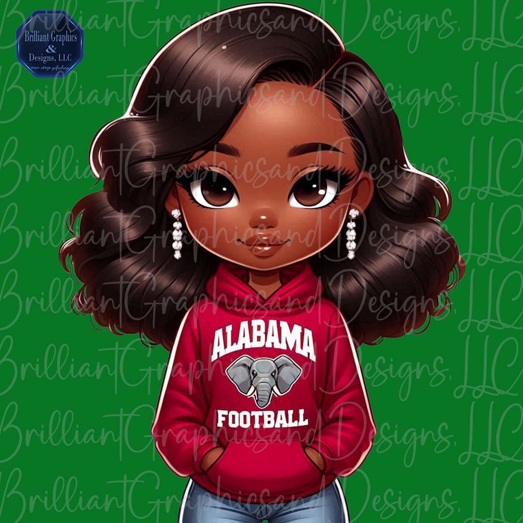 Alabama Girl. Digital Fan Art. Black Girl Clip Art. PNG. Sublimation ...