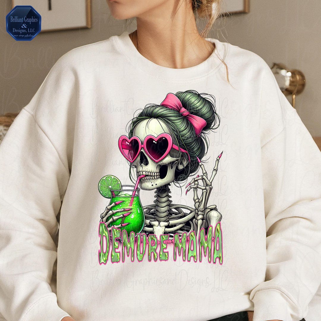Demure Mama. Skeleton. Messy Bun. Halloween. Spooky Season. PNG ...