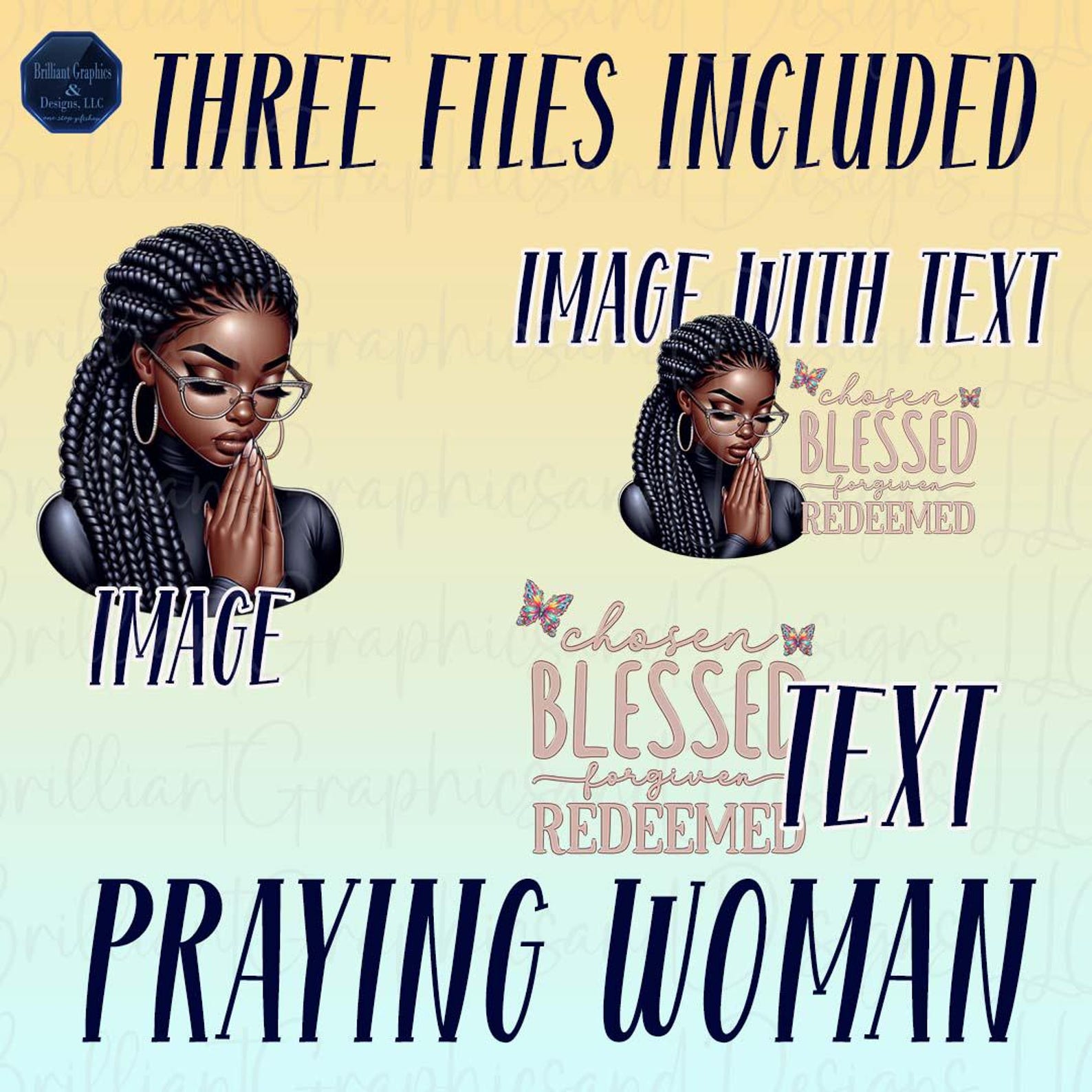 Praying African American Woman Clip Art | Motivational. Inspirational. Spiritual. PNG. DTF ...