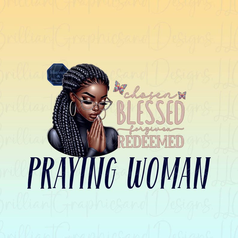 Praying African American Woman Clip Art | Motivational. Inspirational. Spiritual. PNG. DTF ...