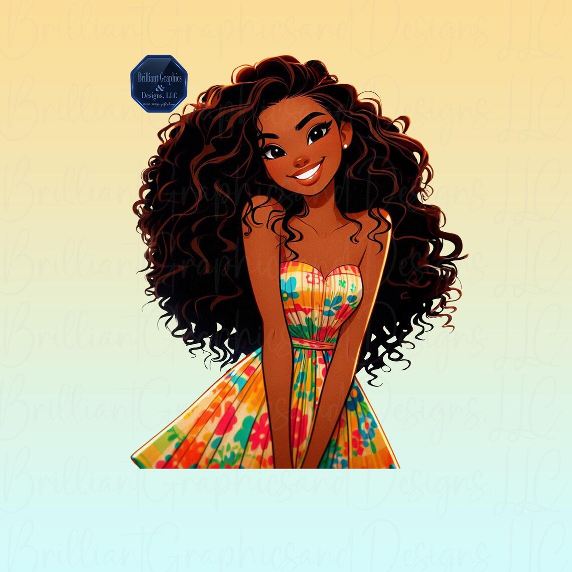 Happy African American Woman Clip Art. PNG. Sublimation. DTF. Digital ...