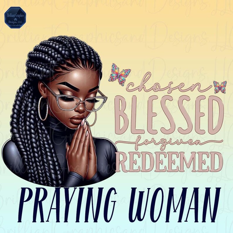 Praying African American Woman Clip Art | Motivational. Inspirational. Spiritual. PNG. DTF ...