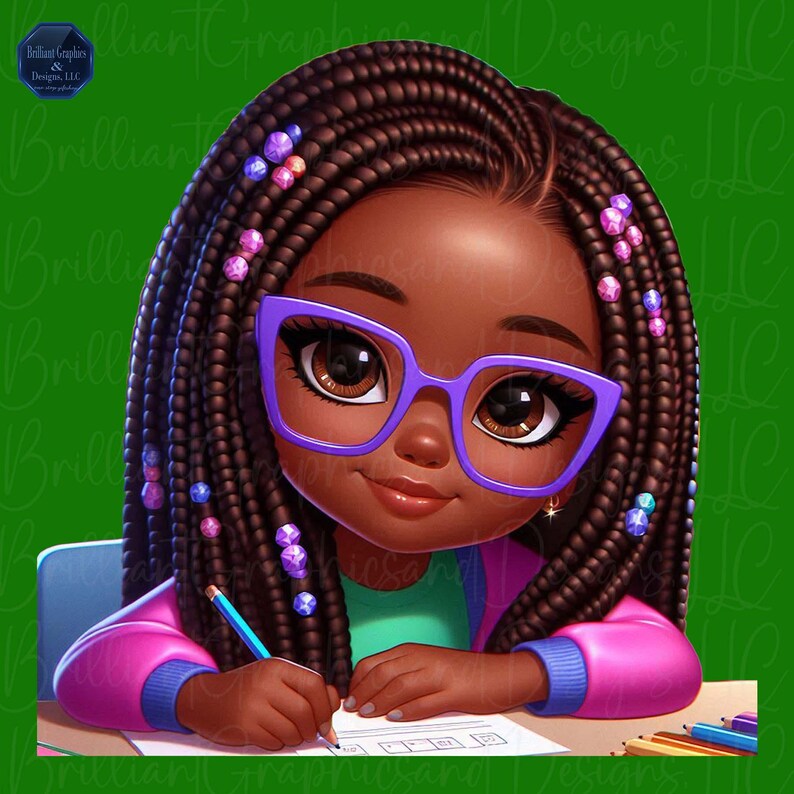 Cute African American Girl. Black Girl Clipart. Back to School. Print ...