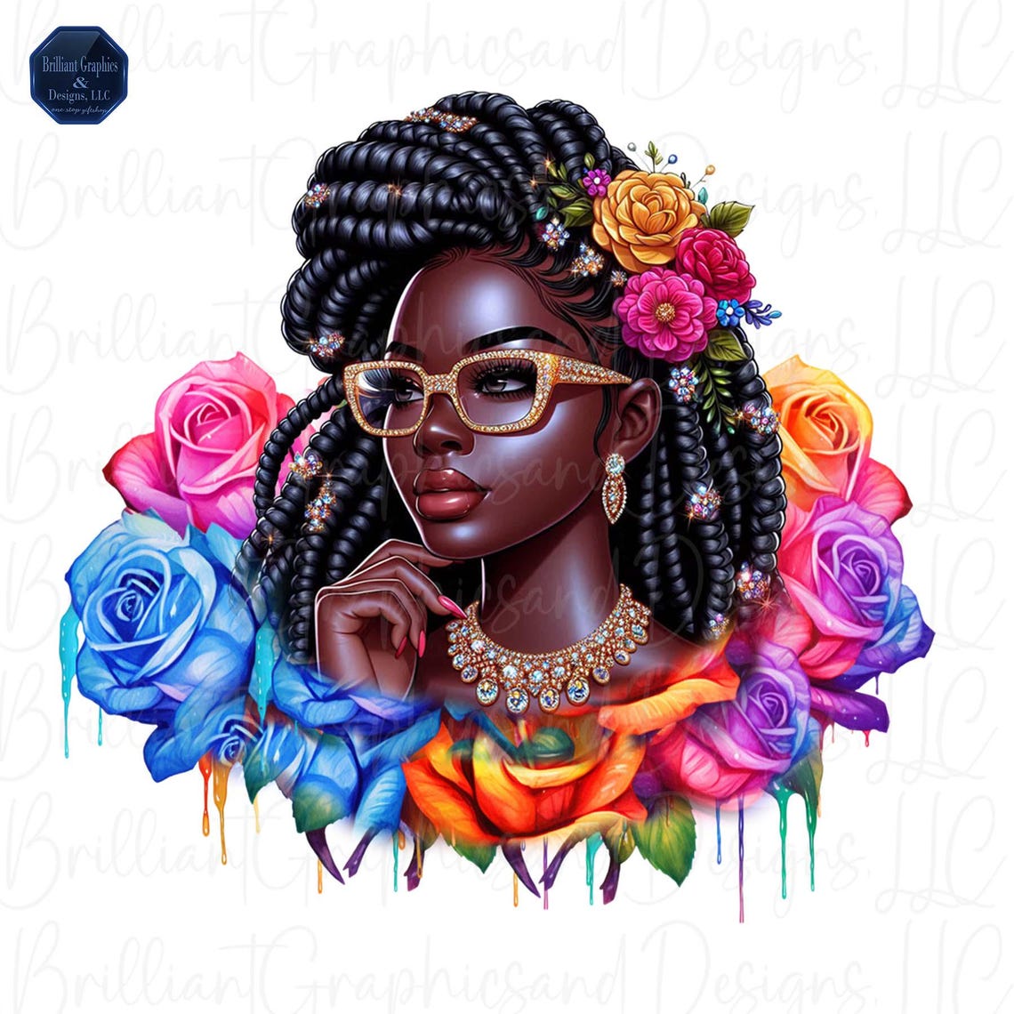 Beautiful African American Woman Clip Art. High Resolution Digital ...