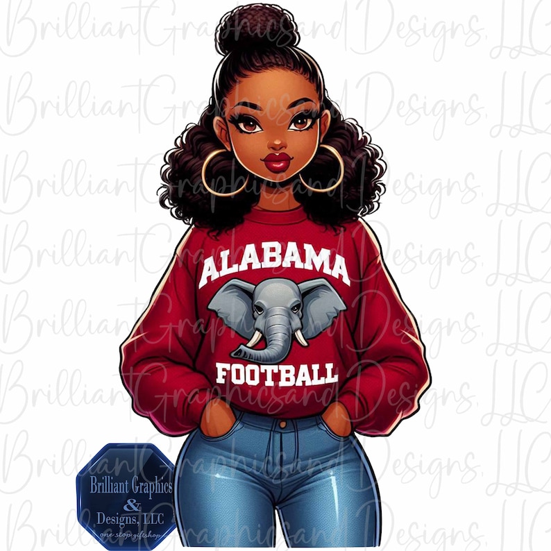Alabama Fan Girl PNG. Cute African American Girl. Bonus File Included ...